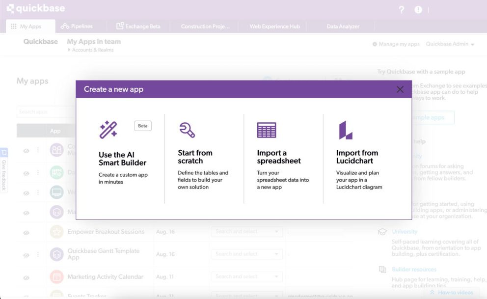 Smart Builder | AI App Development Tool for Quickbase